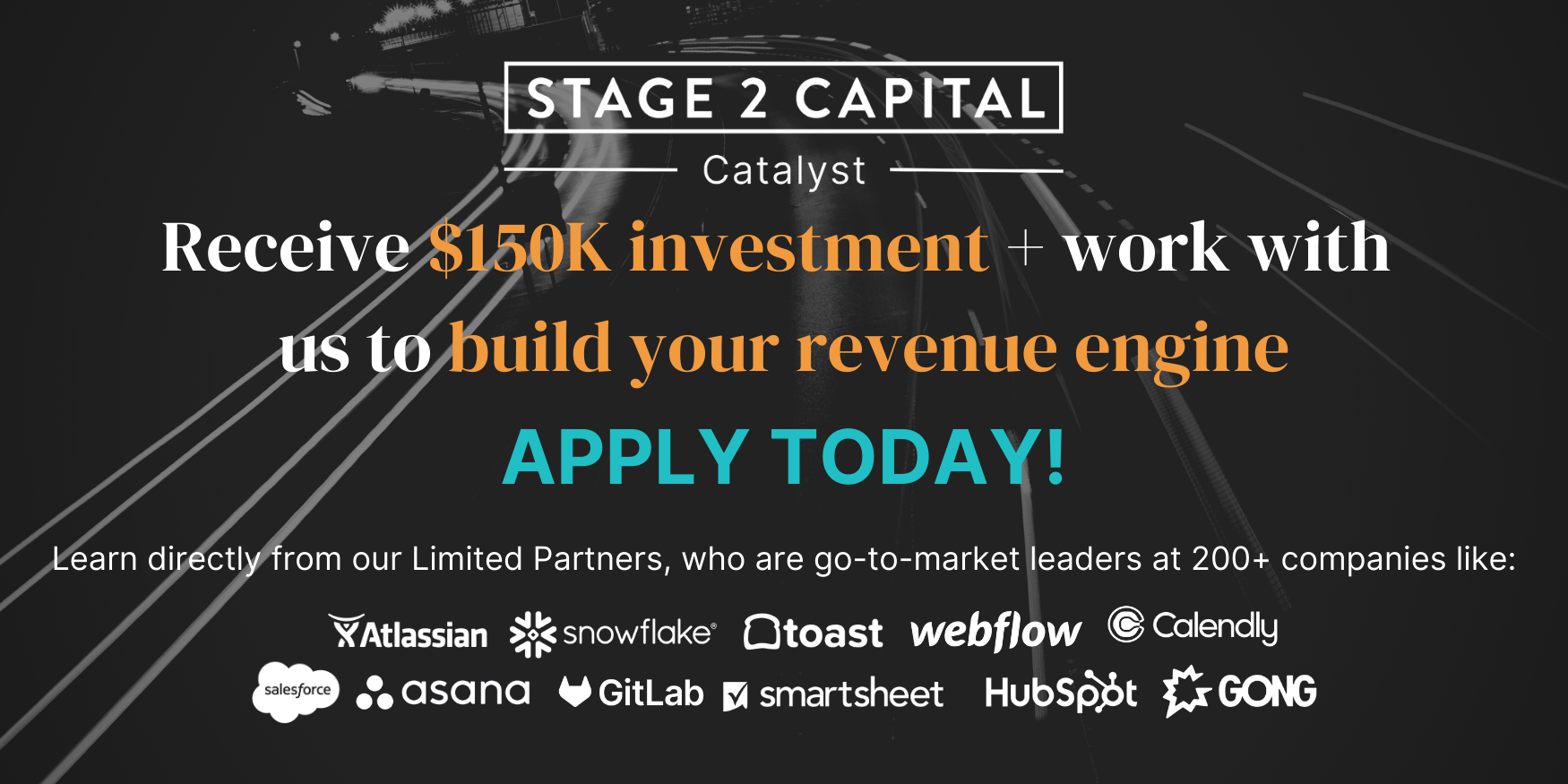 Apply to Build Your Revenue Engine with the Stage 2 Capital Catalyst